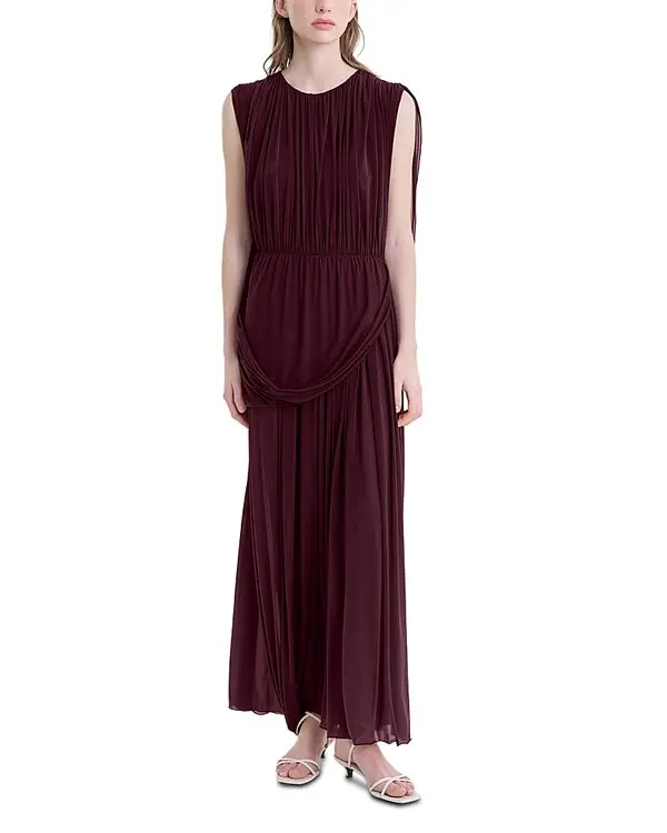 FFORME Kahlo Asymmetric Draped Loop Jersey Maxi Dress - Bordeaux