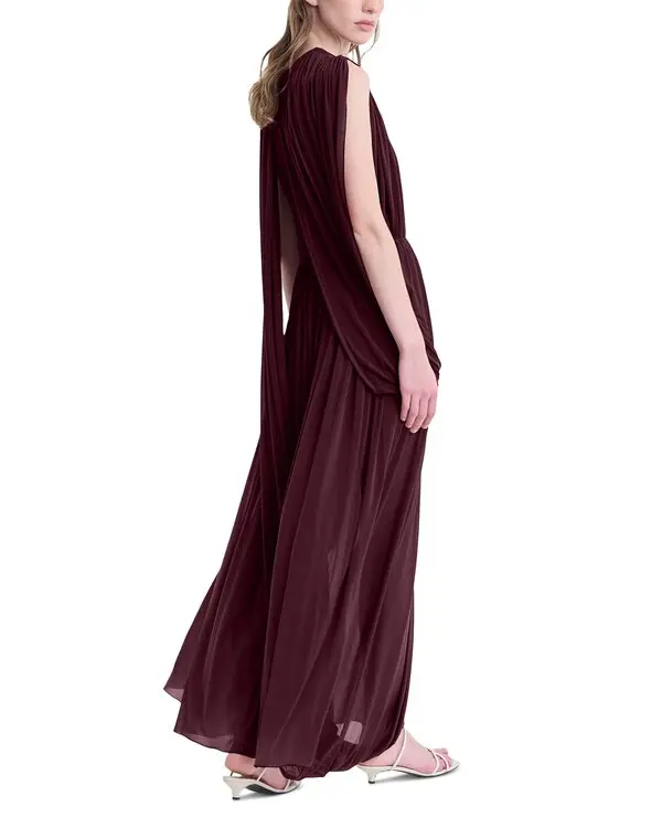 FFORME Kahlo Asymmetric Draped Loop Jersey Maxi Dress - Bordeaux
