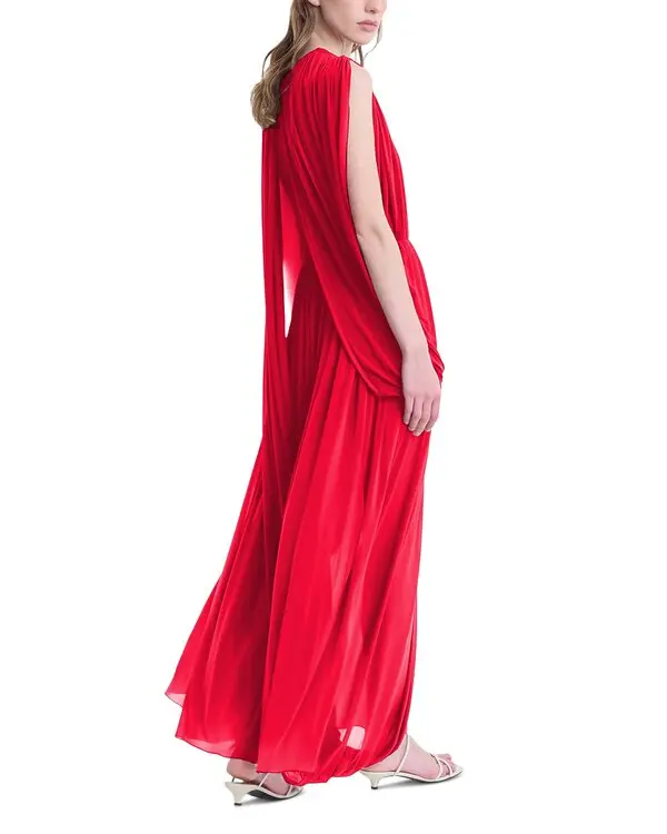 FFORME Kahlo Asymmetric Draped Maxi Dress - Cherry