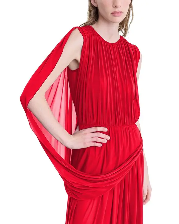 FFORME Kahlo Asymmetric Draped Maxi Dress - Cherry