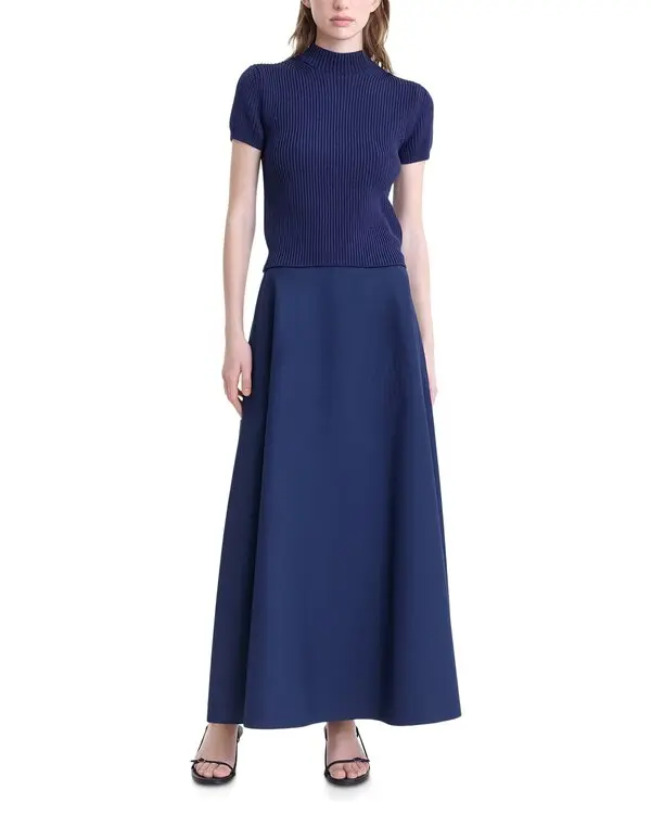 FFORME Deeta Flared Skirt In Cotton - Dark Navy