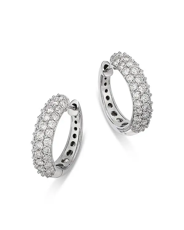 Bloomingdale'S Diamond Pave Huggie Hoop Earrings In 14k 1.0 Tcw - White Gold