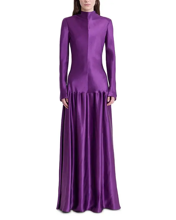 FFORME Mila Bias Cut Long Sleeve Maxi Dress - Violet
