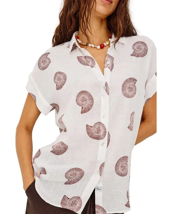 Rails Farrah Linen Blend Shell Print Shirt