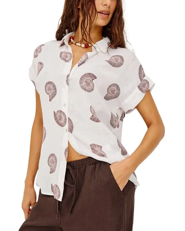 Rails Farrah Linen Blend Shell Print Shirt