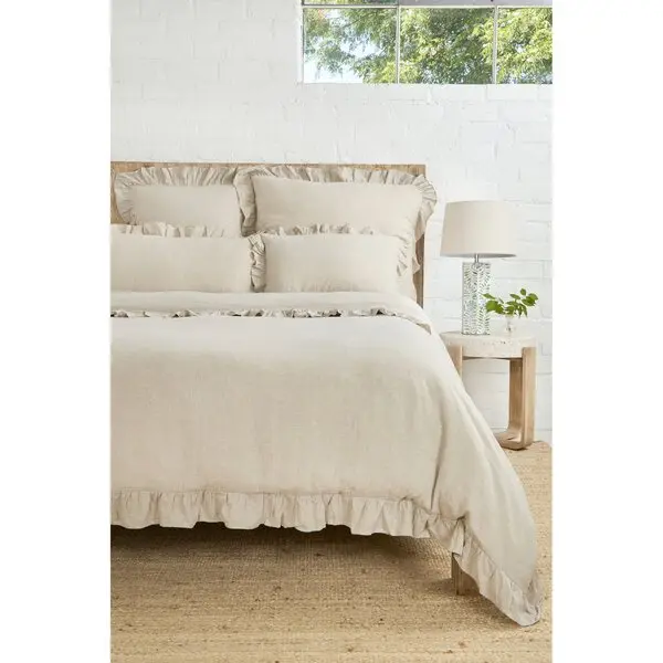 POM POM AT HOME Charlie Ruffle King Sham - Flax