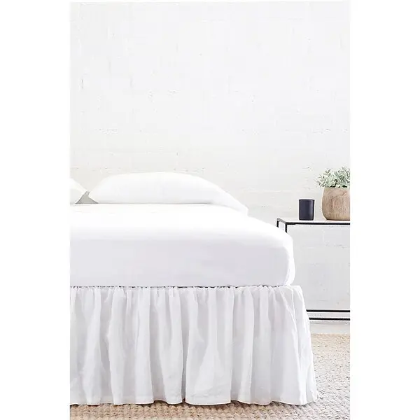 POM POM AT HOME Gathered Linen Bedskirt, Twin - White