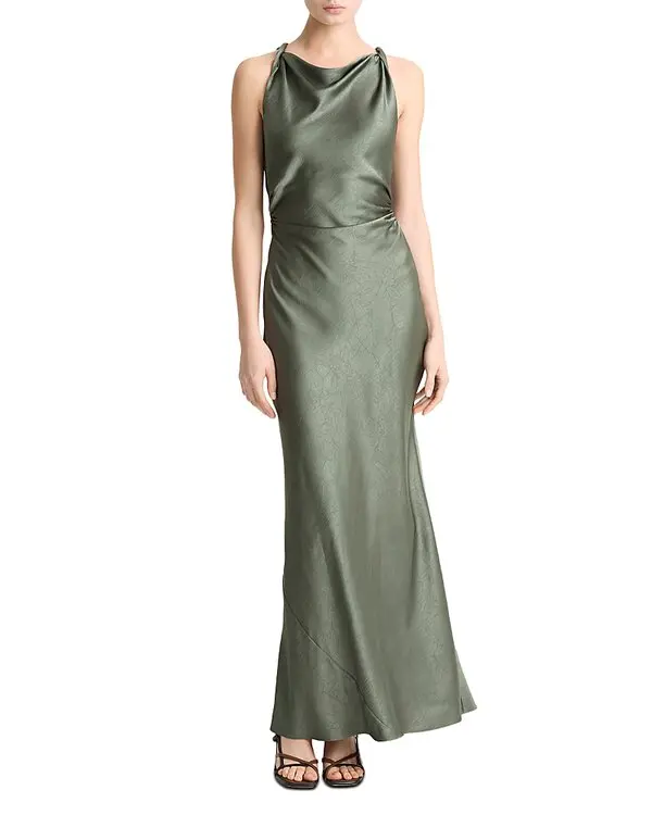 Vince Cowl Neck Twist Shoulder Maxi Dress