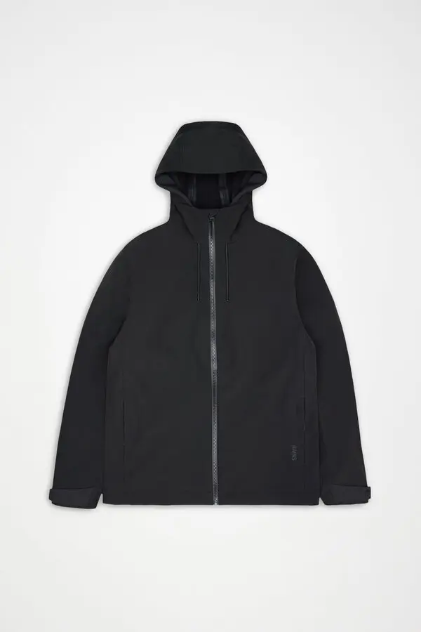 Rains Suva Softshell Jacket With Hood And Drawstring Detail - Black