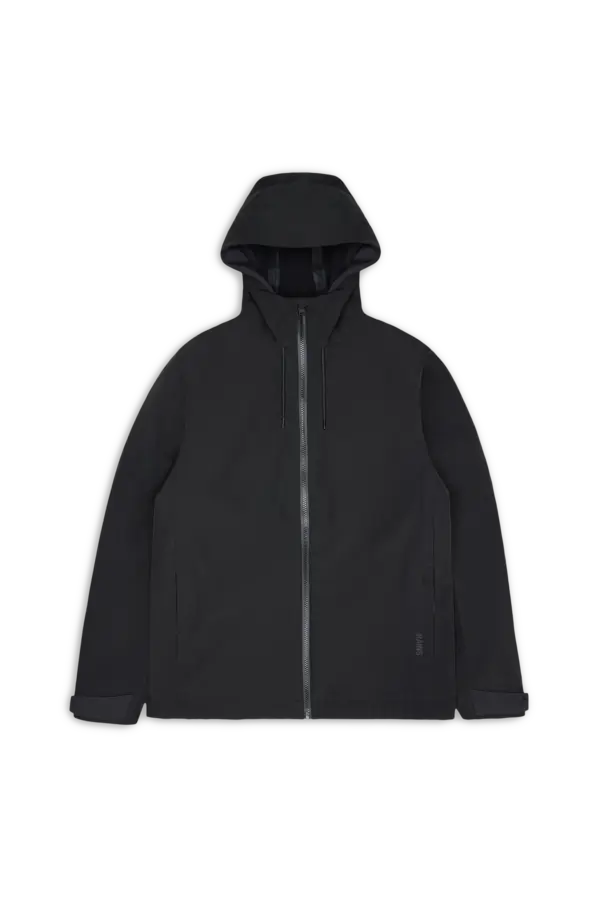 Rains Suva Softshell Jacket With Hood And Drawstring Detail - Black