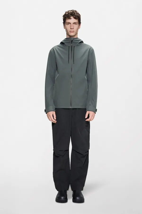 Rains Suva Softshell Jacket With Hood And Drawstring Detail - Grey