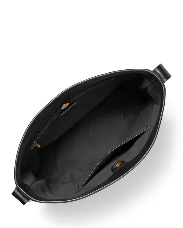 Michael Kors Large Leather Bucket Bag With Chain Detail - Black