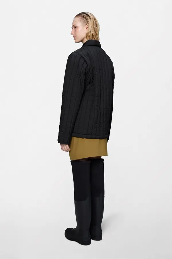 Rains Banja Liner Overshirt Quilted Nylon Jacket - Black