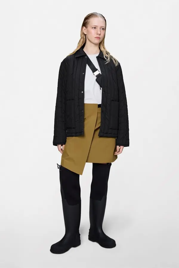 Rains Banja Liner Overshirt Quilted Nylon Jacket - Black