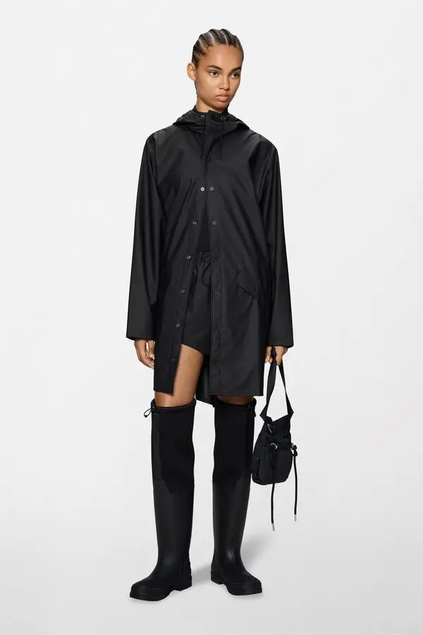 Rains Long Jacket Waterproof Rainwear - Black