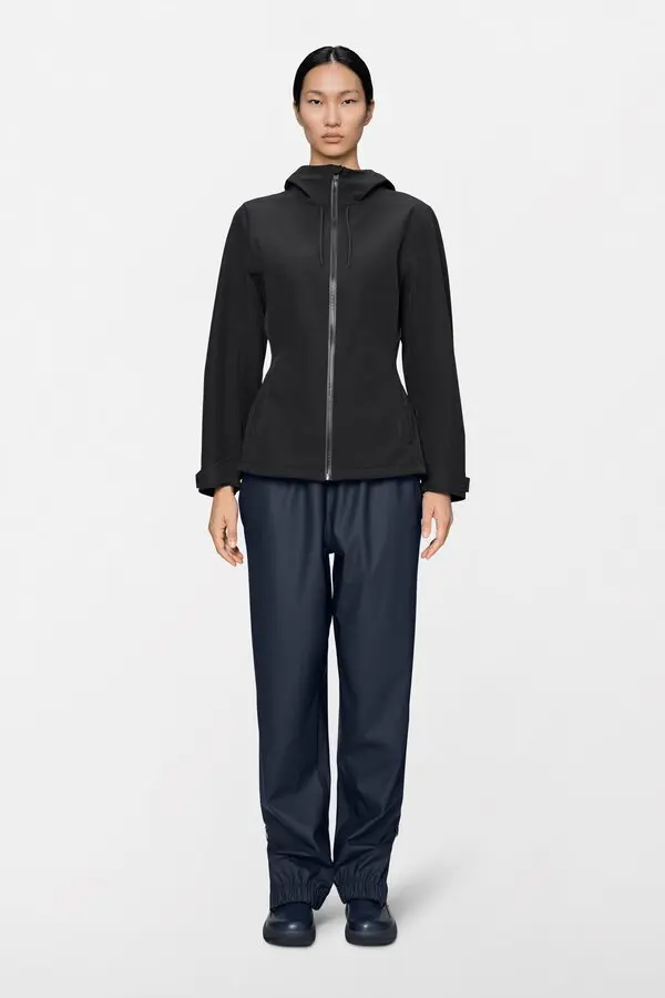 Rains Suva Softshell W Jacket Waterproof Zip-up With Drawstring Hem - Black