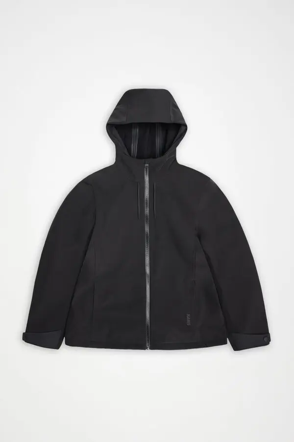 Rains Suva Softshell W Jacket Waterproof Zip-up With Drawstring Hem - Black