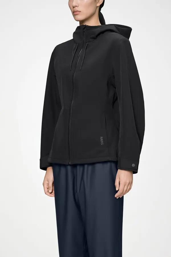 Rains Suva Softshell W Jacket Waterproof Zip-up With Drawstring Hem - Black