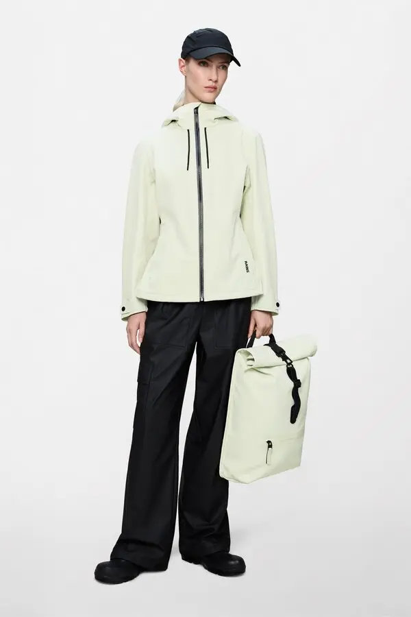 Rains Suva Softshell W Jacket Waterproof Zip-up With Drawstring Hem - Green