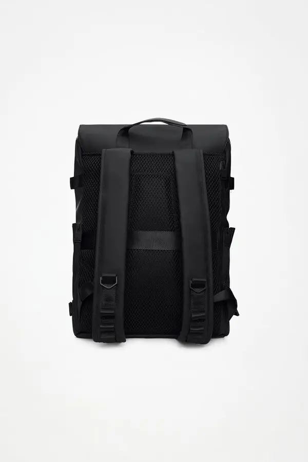 Rains Otg Backpack With Padded Laptop Sleeve And Detachable Pouch - Black