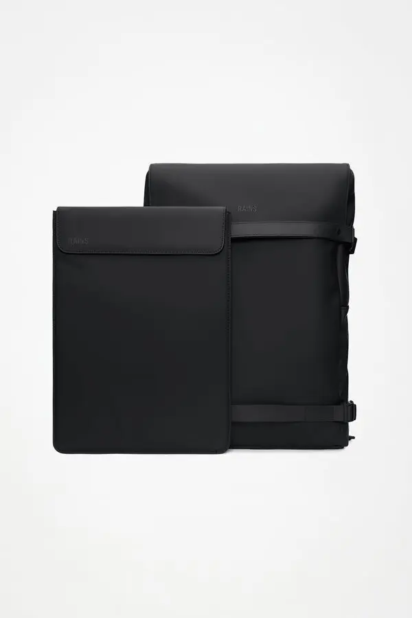 Rains Otg Backpack With Padded Laptop Sleeve And Detachable Pouch - Black