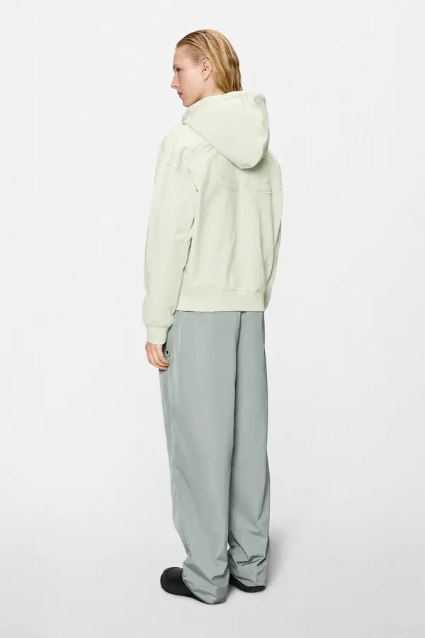 Rains Classic Zip Hoodie In Organic Cotton With Graphic Detail - Green