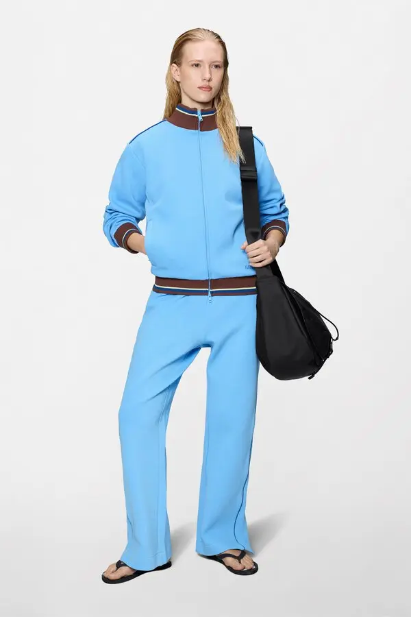 Rains Downtime Track Top Collegiate Style Zip-up With Contrast Piping