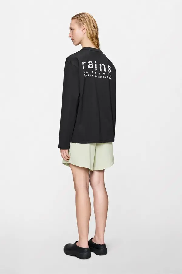 Rains Classic Long Sleeve T-shirt In Organic Cotton - Black