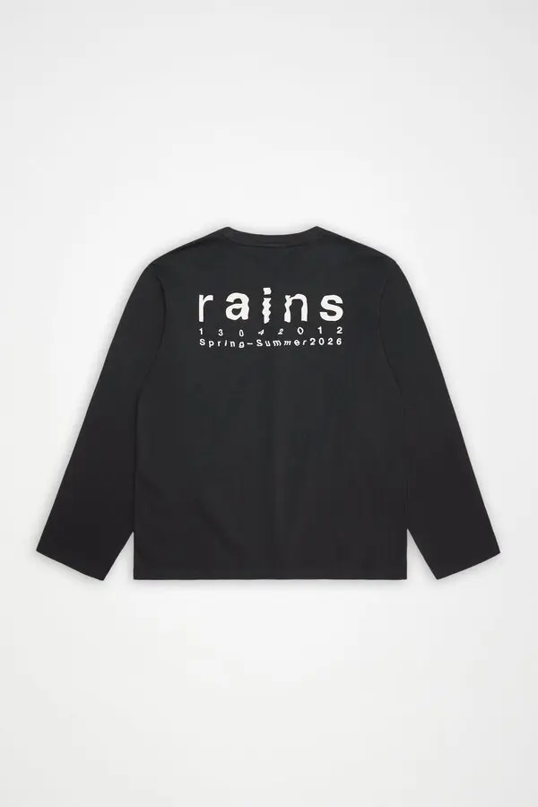Rains Classic Long Sleeve T-shirt In Organic Cotton - Black