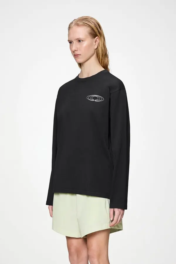 Rains Classic Long Sleeve T-shirt In Organic Cotton - Black