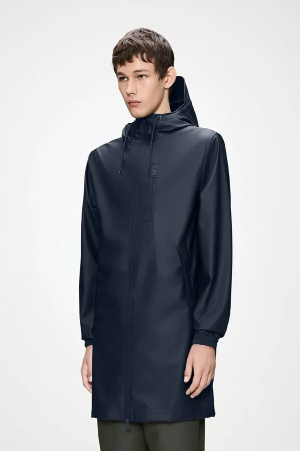 Rains Long Storm Breaker Waterproof Jacket - Navy