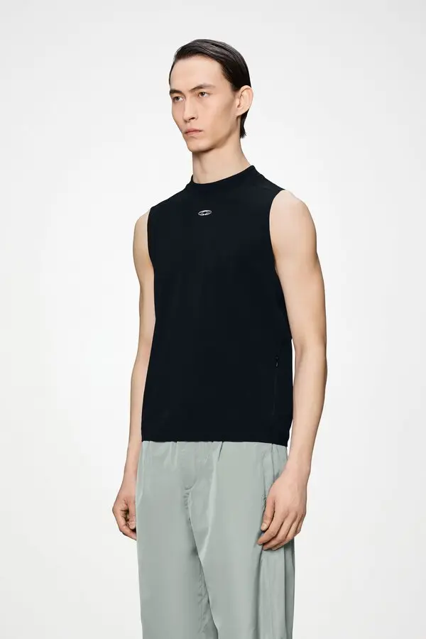 Rains Warm-up Tank Top High-performance Stretch Sleeveless Top - Black