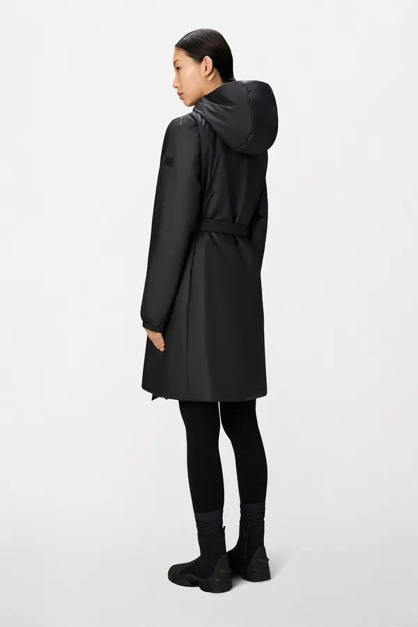 Rains Lohja Long Insulated Curve Jacket - Black