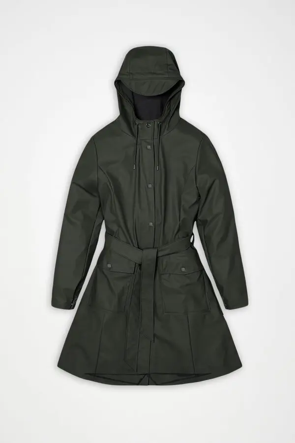 Rains Curve Long Jacket - Green