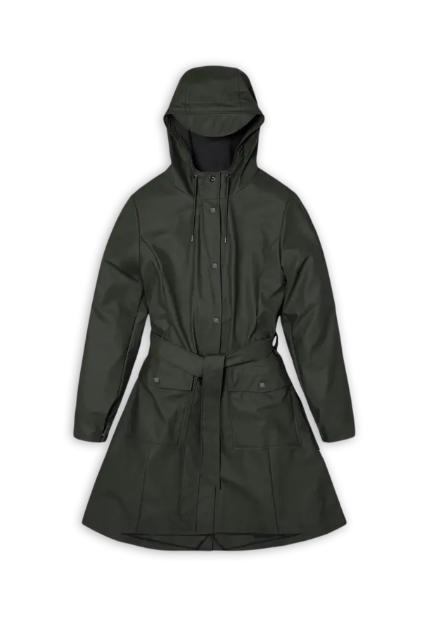 Rains Curve Long Jacket - Green