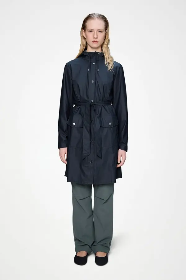 Rains Curve Long Jacket - Navy