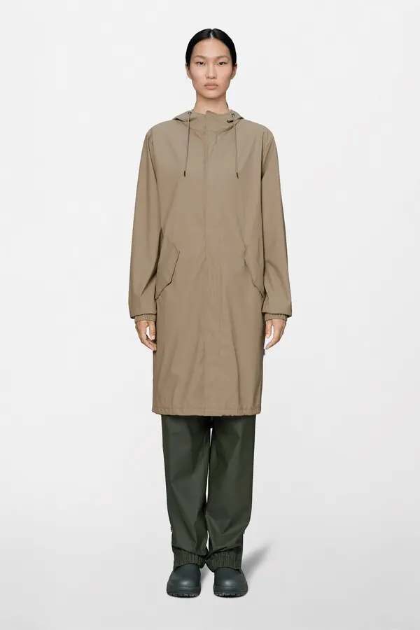 Rains Fishtail Parka, Waterproof, Hooded, Long Sleeve - Beige
