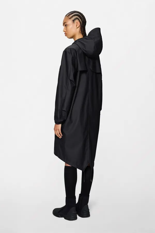 Rains Fishtail Parka, Waterproof, Hooded, Long Sleeve - Black