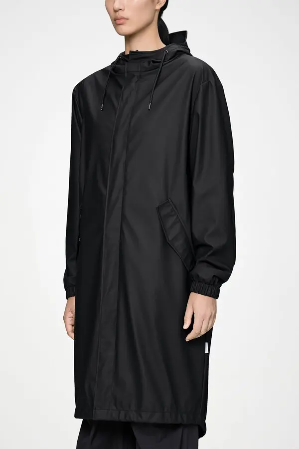 Rains Fishtail Parka, Waterproof, Hooded, Long Sleeve - Black