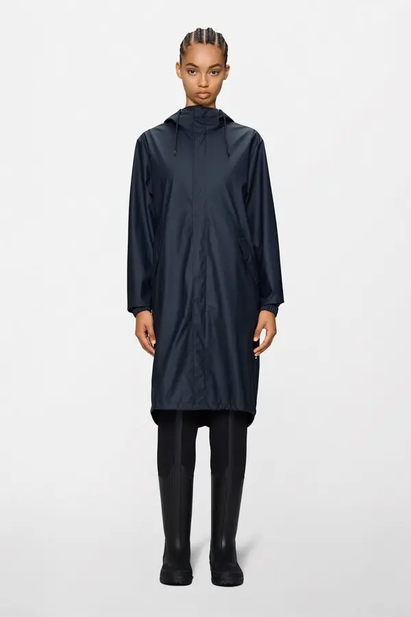 Rains Fishtail Parka, Waterproof, Hooded, Long Sleeve - Navy