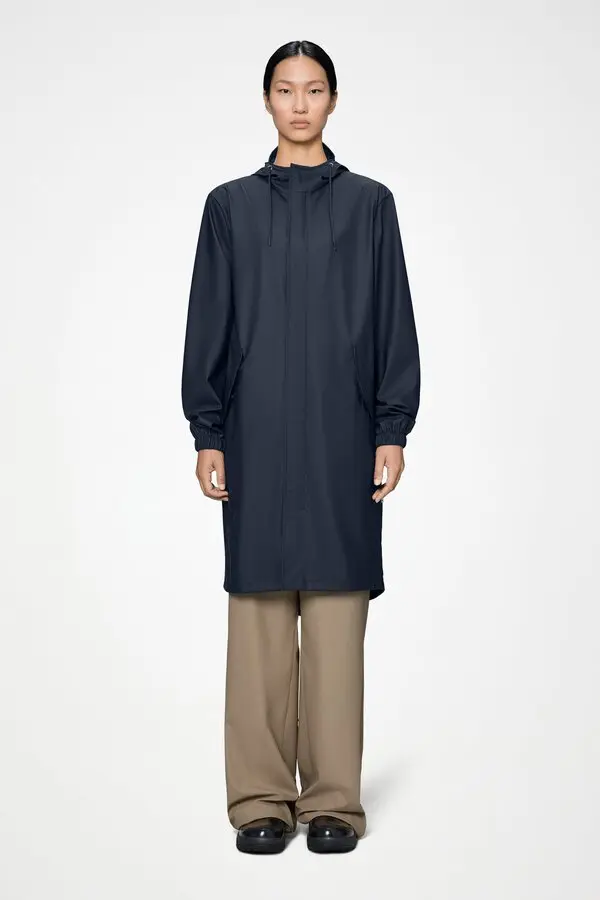 Rains Fishtail Parka, Waterproof, Hooded, Long Sleeve - Navy