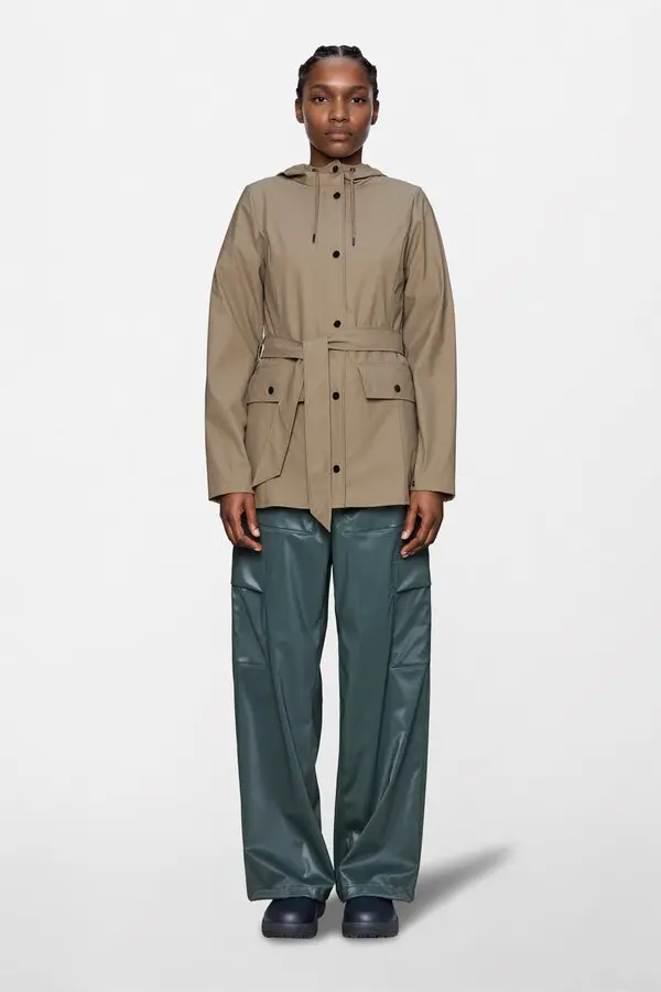 Rains Belted Curve Jacket - Beige