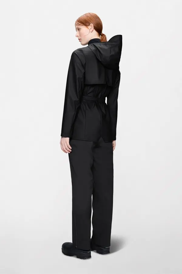 Rains Belted Curve Jacket - Black