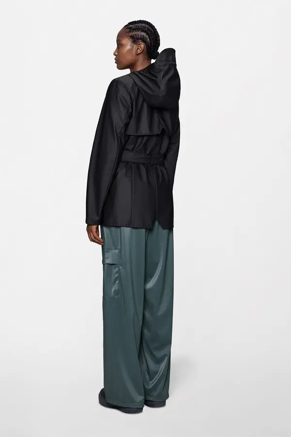Rains Belted Curve Jacket - Black