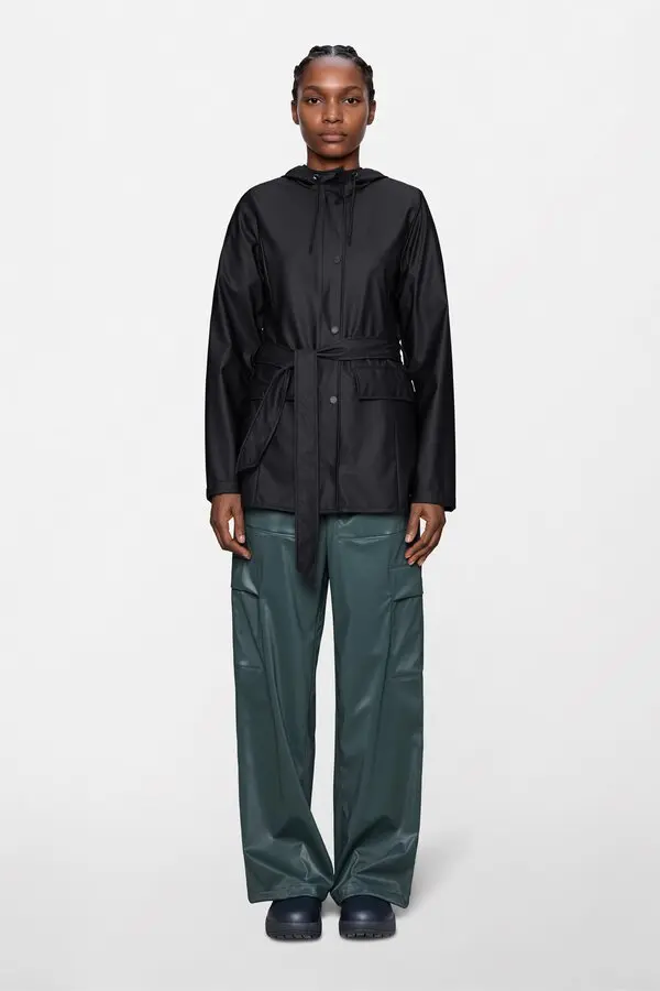 Rains Belted Curve Jacket - Black