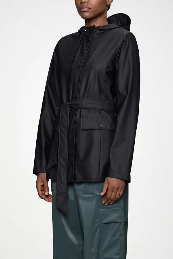 Rains Belted Curve Jacket - Black