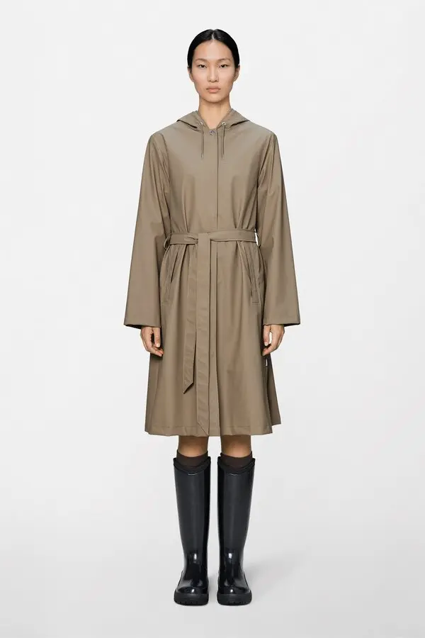 Rains A-line Longer Waterproof Jacket - Beige