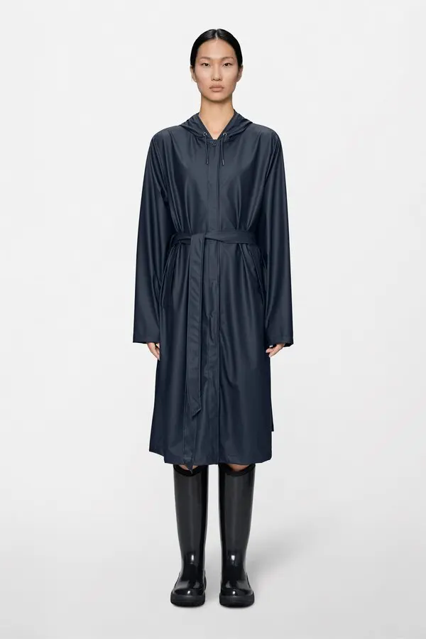 Rains A-line Longer Waterproof Jacket - Navy