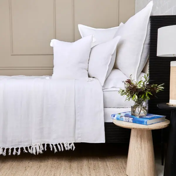 POM POM AT HOME Montauk Linen Bed Blanket, King - White