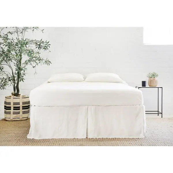 POM POM AT HOME Pleated Linen Bedskirt, California King - Cream